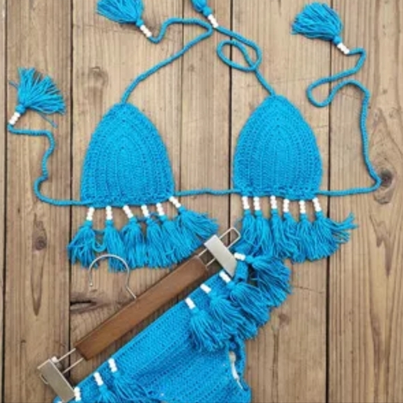 Hand Crafted | Swim | New Handmade Crochet Bikini Set Lacquer Beaded ...